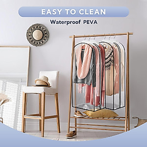 SNOWLYCNY 43" Clear Garment Bags Hanging Clothes Bag Cover for Closet Storage Travel 10''Garment Cover for Suits, Clothes, Shirts, Coats, Dress - 43"x 24" x 10"/ 5 Pack