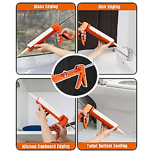 Holothurian Caulking Gun, Caulk Gun No Drip,Sealant Finishing Tool Grout Scraper for Kitchen Bathroom Window Sink Joint, 1/10 Gallon Cartridge, 10:1 Thrust Ratio