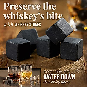 Mixology & Craft Whiskey Stones Gift Set - Great Whiskey Gifts for Men, 13pc Kit w/ 2 Bourbon Whiskey Glass Set, 8 Whiskey Rocks & Stand, Bourbon Gifts for Groomsmen, Anniversary, Birthday