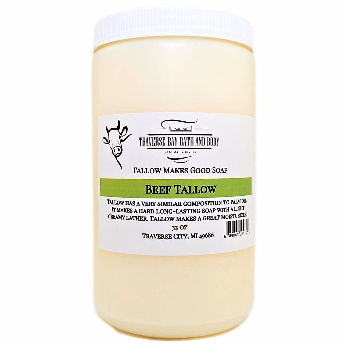 BEEF TALLOW DEODORIZED Grass fed beef Non Hydrogenated Soap making supplies. 32 FL Oz DIY projects.