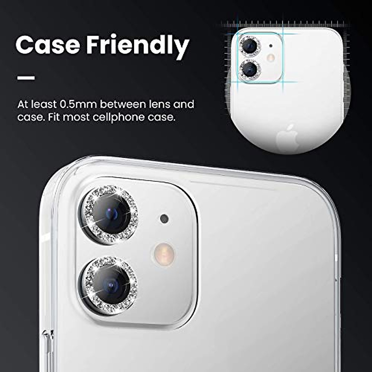 Tensea Compatible with iPhone 12 / iPhone 12 mini Camera Lens Protector, 9H Tempered Glass Camera Cover Screen Protector for iPhone12 mini 5.4 inch / iPhone12 6.1 inch 2020 (Diamond)