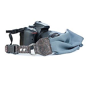 Sugelary Camera Shoulder Neck Strap, Vintage Fabric Satin Scarf Camera Strap for All DSLR Camera Nikon Canon Sony Pentax (Grey)