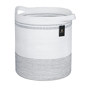 VERSAINSECT ton Rope Basket - Decorative White Storage Bins for Room Organization