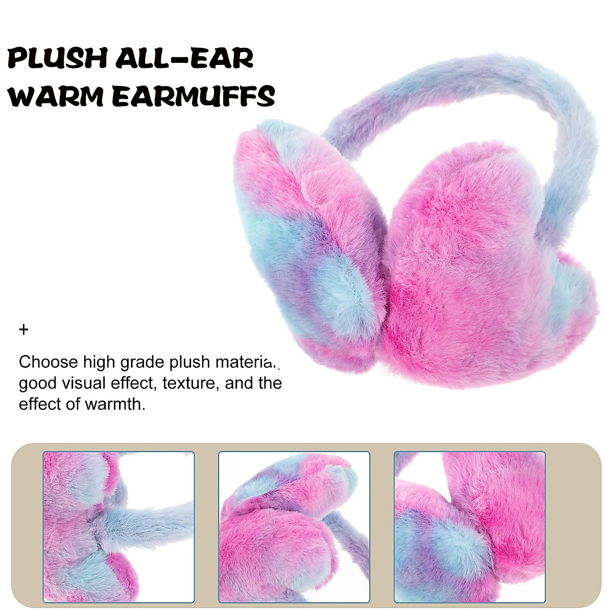 SOIMISS Women Winter Earmuffs Furry Heart Shape Ear Muffs Faux Fur Colourful Ear Covers Warm Ear Warmers for Women Girls Outdoor