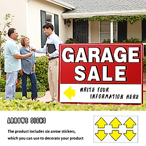 Garage Sale Sign, 17" x 13" ，Garage Sale Sign with Stakes Double-Sided, Garage Sale Sign with Arrow Stickers, Garage Sale Signs with Metal Stakes,WEATHER-PROOF, (3 Pack)