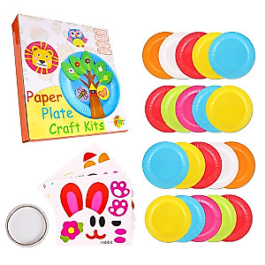 Vinlon Paper Plate Art Kits, 20 Packs Recognize Animals Assembling Project Creative Crafts Toys for Boys and Girls Birthday Christmas Holiday Gifts