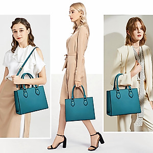 CHICAROUSAL Crossbody Purses and Handbags for Women PU Leather Tote Top Handle Satchel Shoulder Bags (Blue Green)