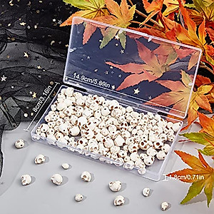 SUNNYCLUE 1 Box 200Pcs 3 Sizes Skull Beads Bulk Skeleton Head Bead Synthetic Turquoise Gemstone Halloween Beads for Jewelry Making Bead Assortment Beading Bracelet Kit White Stone Necklace Supplies