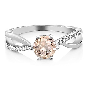 Gem Stone King 925 Sterling Silver Gemstone Birthstone Infinity Ring | Round 6MM | Wedding Engagement Anniversary Promise Ring For Women | Available In Size 5, 6, 7, 8, 9