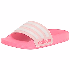 adidas Adilette Shower Slide Sandal, Clear Pink/White/Lucid Pink, 13 US Unisex Little Kid