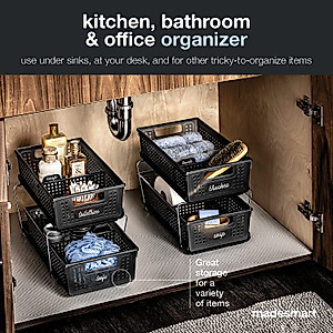 Madesmart 2-Tier Organizer Multi-Purpose Slide-Out Storage with Handles and Dividers for Home and Bath, BPA Free, Pack of 1, Carbon