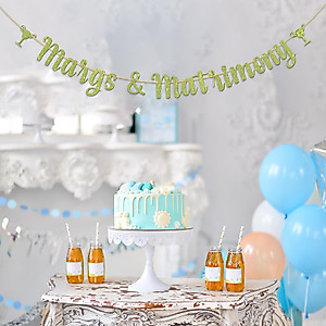 Dalaber Margs And Matrimony Banner, Margarita Bachelorette Party Decorations,Mexican Fiesta Wedding Bridal Shower Party Supplies, Green Glitter