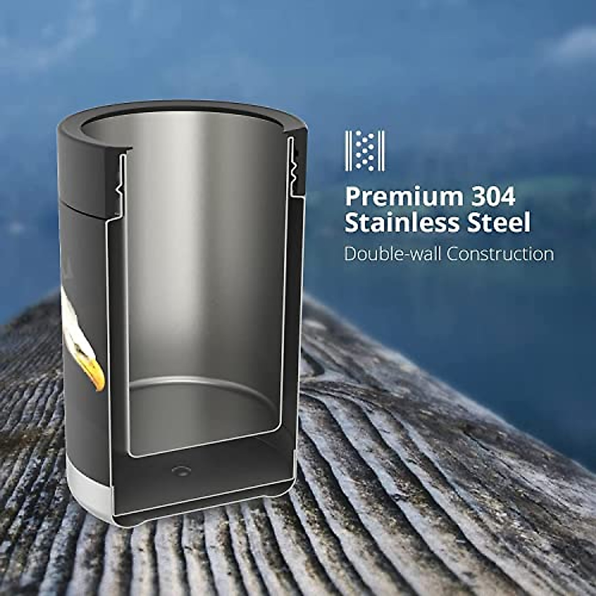 Extremus Temps Can Cooler, 12oz Stainless Steel Double Wall Vacuum Insulated Can Cooler – Iconic Laser Printed Designs - Stainless Steel Can Coozies Fits Standard Size Cans - Replaces Coozies for Cans