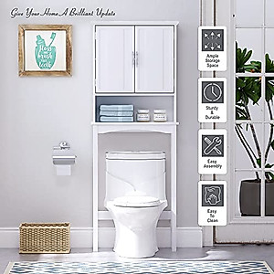 Spirich Over The Toilet Storage Cabinet, Bathroom Shelf Over Toilet, Bathroom Organizer Space Saver, White