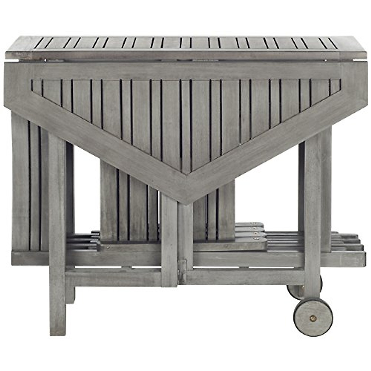 SAFAVIEH Outdoor Collection Kerman Grey Wash 5-Piece Foldable Patio Dining Set (Fully Assembled)