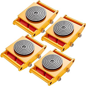 VEVOR 4pcs Machinery Mover, 8T Machinery Skate Dolly, 17637lbs Machinery Moving Skate, Machinery Mover Skate w/ 360° Rotation Cap and 4 Rollers, Heavy Duty Industrial Moving Equipment, Yellow