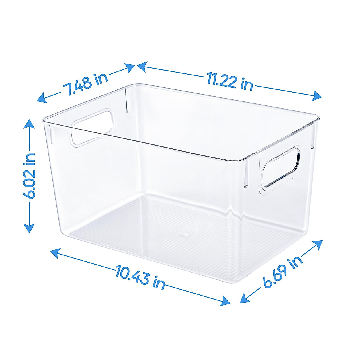 JollyPack 4 Pack Clear Plastic Storage Bins, Pantry Organizers and Storage with Handles, Clear Storage Containers for Fridge, Kitchen, Cabinet, Bathroom and Office
