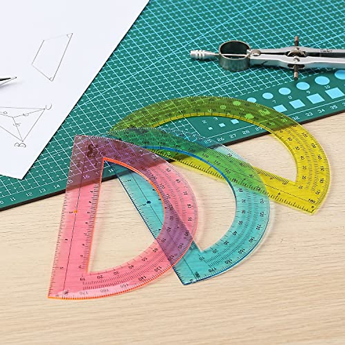 Mr. Pen Colorful Protractors - 3 Pack for Kids' Geometry