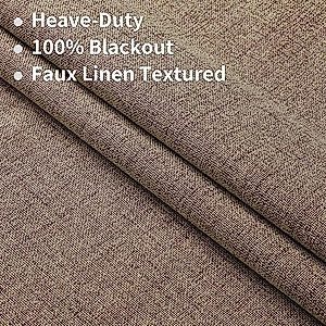 Joydeco Natural Linen Curtains 84 inch Length 2 Panels Set Burg 100% Blackout Long Drapes for Bedroom Living Room Black Out Darkening Curtain Thermal Insulated Back tab Rod Pocket(52x84 inch,Linen)