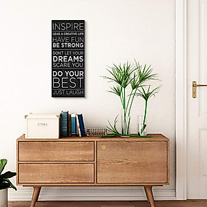 Stupell Industries Inspire Family Home Inspirational Word Black And White Design Oversized Stretched Canvas Wall Art by SD Graphics Studio, 13 x 1.5 x 30, Multi-Color