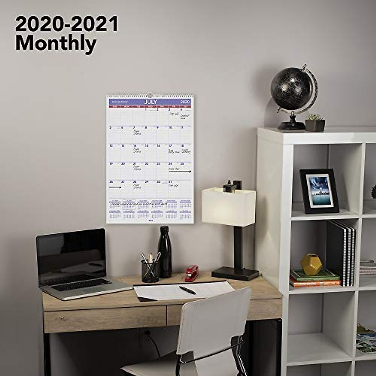Academic Wall Calendar 2020-2021, AT-A-GLANCE, 15-1/2" x 22-3/4", Large, Wirebound, Plan-A-Month (AY328) ( July 2020 to June 2021)