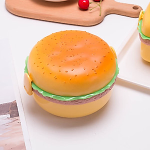 YFEIQI Cute Hamburger, 3-Layer Portable Lunch Box, Salad Box, Microwave Heated Lunch Box, Simulated Hamburger, Suitable for Storing Fruits, Vegetables, and Salads (Circular)