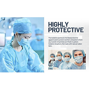 [10-Pack] Disposable Isolation Gown, FDA Registered, AAMI Level 1 PP & PE 30g, Fully Closed Double Tie Back, Elastic Cuffs, Fluid Resistant, Unisex (10), Blue