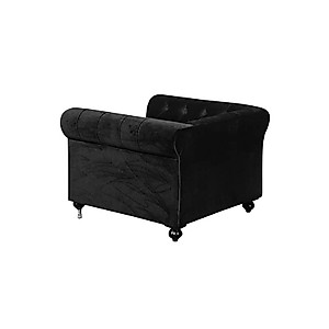 American Home Classic Claire 15" 1 Seat Velvet Upholstered Sofa in Black