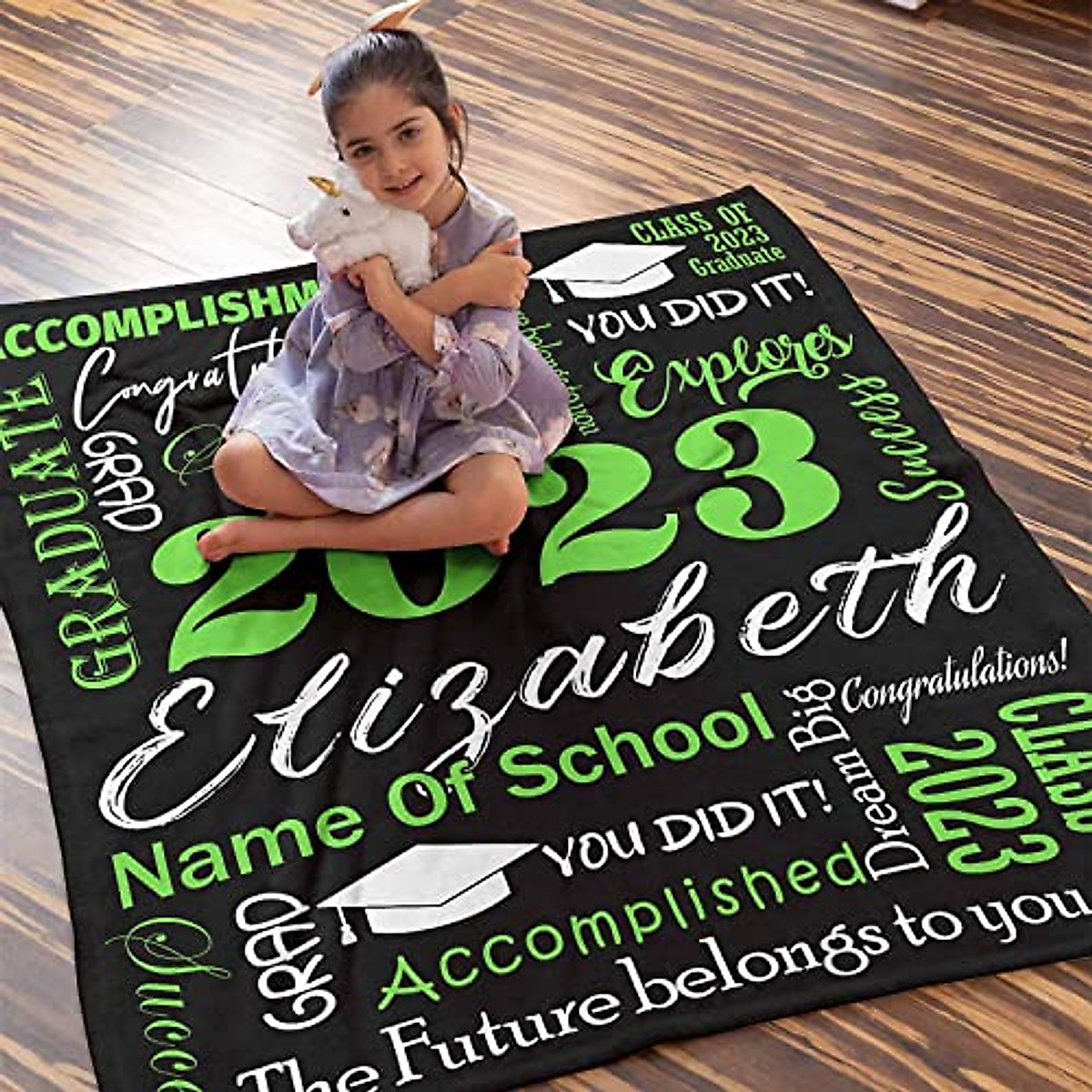 Vesserd Personalized College Graduation 2023 Blanket, Custom You Did It Graduate 2023 Green Blankets Custom Graduation Gifts Throw Blankets for Niece Grandson 30x40