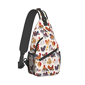 Chicken And Chick Sling Bag Crossbody Backpack Hiking Travel Daypack Chest Bag Shoulder Bag For Women Men