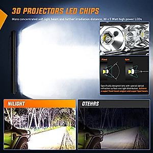Nilight - 40005C-A 31inch 150W Spot & Flood Combo Single Row 14500LM Off Road LED Fog & Driving Roof Bumper Light Bars for Jeep Ford Trucks Boat, 2 Years Warranty