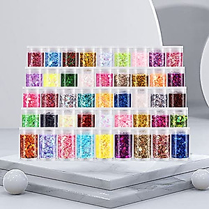 Chunky Fine Mixed Glitter,Set of 45 Colors,Holographic Glitter for Epoxy Resin DIY Craft,Nail Art,Face Eye Hair Make up,Iridescent Sequin Flake Chunky Glitter for Slime Jewelry Tumbler Making