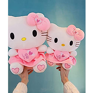 SecretCastle Plush Cat Toys Baby Girls Dolls 30 cm,Kitten Stuffed Animals Cat Fluffy Hugging Pillow with Love Heart Great Gift for Kids, Friends and Family (Pink)