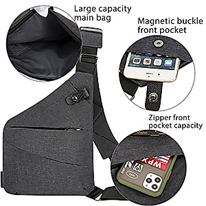 LELEBEAR Personal Flex Bag for Men Woman, Adjustable Shoulder Strap Anti-Theft Chest Bags for Outdoor Jogging Sports Waterproof (Black, Right)