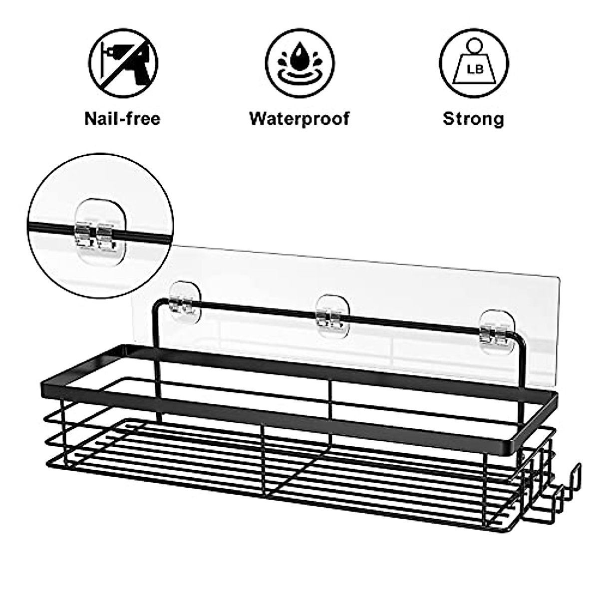 Orimade 2 Pack Shower Caddy Adhesive Replacement Sticky Wall Adhesives, 11.81 x 2.75'' (7x30cm) Pad Hook Strip Waterproof Rustproof for Shower Caddy Oraganizer Shelves, Kitchen Racks, Bathroom Storage