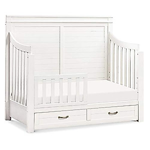 NAMESAKE Wesley Farmhouse 4-in-1 Convertible Storage Crib in Heirloom White, Greenguard Gold Certified