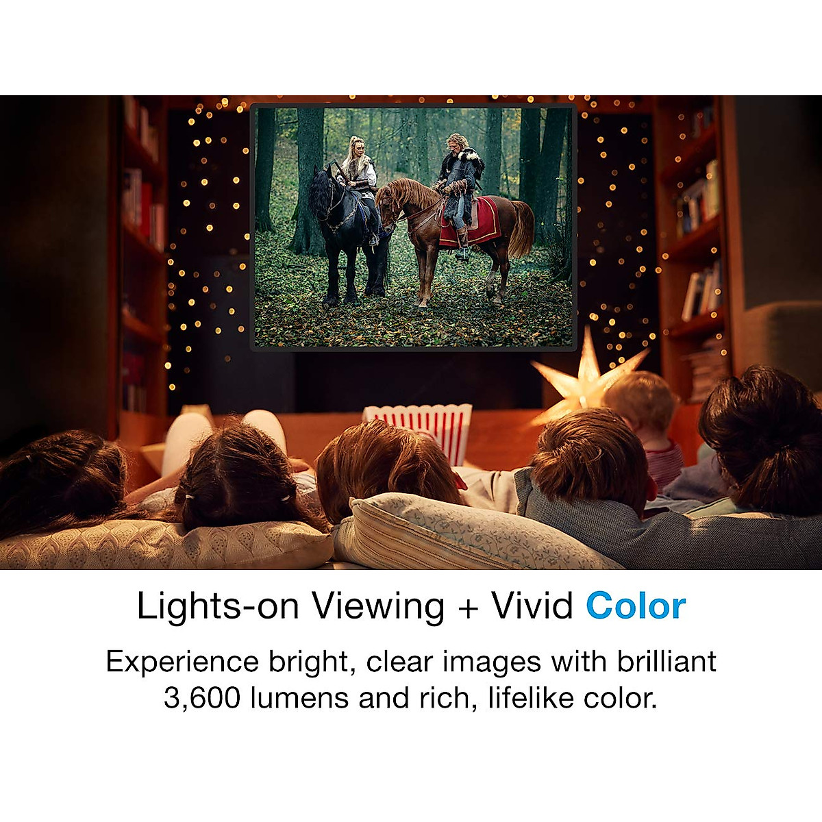 Optoma SH360 Affordable Home Projector | Indoor or Outdoor Movies, Up to 300" | 480p Ready | Bright 3600 Lumens | Compatible with Fire Stick, Roku & More | Integrated Speaker | Up to 15,000hr Lamp