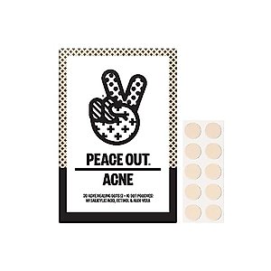 Peace Out Skincare Acne Dots. Hydrocolloid Anti-Acne Pimple Patches with Salicylic Acid and Vitamin A to Quickly Clear Blemishes (20 dots)