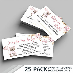 JCVUK Set of 25 Baby Shower Invitations with Envelopes, Diaper Raffle Tickets and Baby Shower Book Request Cards,Bear Theme Babyshower Party For Boys or Girls(YQKTZ-B14)