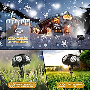 Christmas Projector Lights Outdoor, Upgraded LED Binocular Rotating Snowflake Projector Lights, Waterproof Snowfall Landscape Light with Remote RF Control Timer for Xmas Halloween Holiday Party Decor