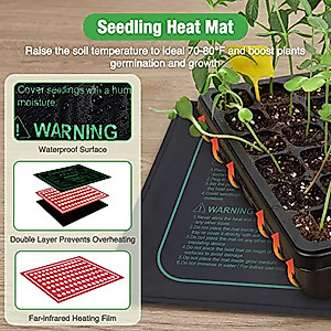SOLIGT [Upgraded 1020 Size] Seed Starter Kit with Grow Light and Heat Mat - Strong Seed Starter Tray, 7" Humidity Dome and Grow Light Stand for Seed Starting, Seedling Germinating & Plant Propagating