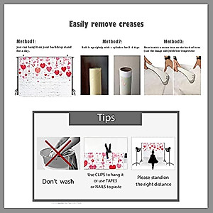 LTLYH 8x6ft Valentine's Day Backdrop White Brick Wall Red Hearts Photography Background Valentine's Day Wedding Bridal Shower Birthday Party Decor Banner Portrait 088