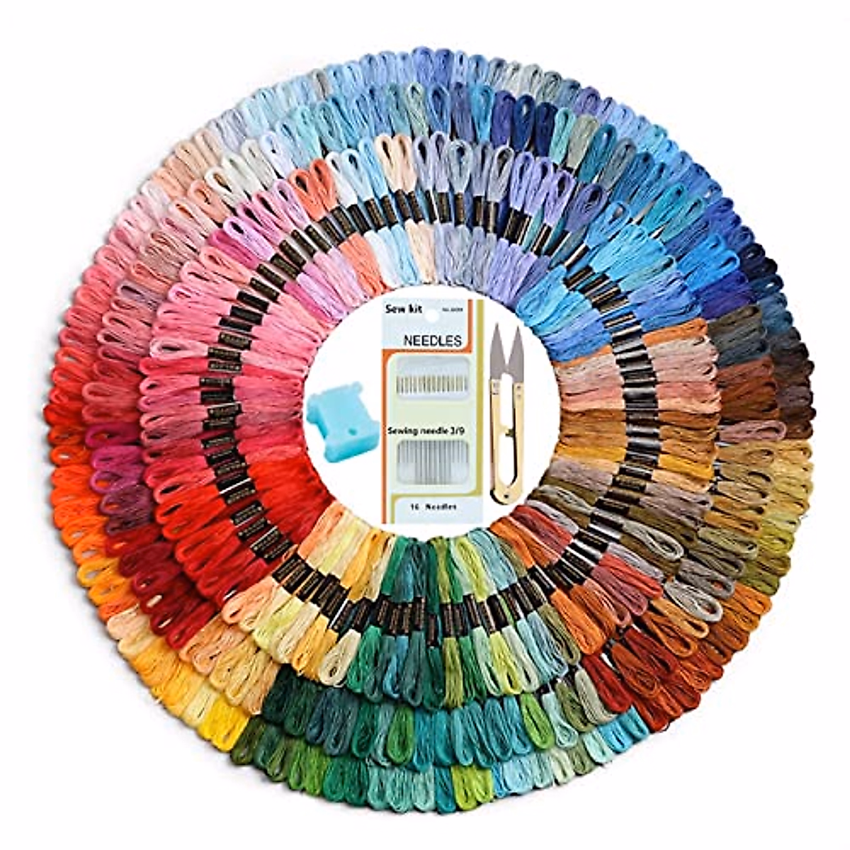 Dimensean 200 Pcs Embroidery Threads Rainbow Embroidery Floss Cross Stitch Cotton Floss Skeins Hand Craft Premium Rainbow DIY Sewing Tool Multiple Colour