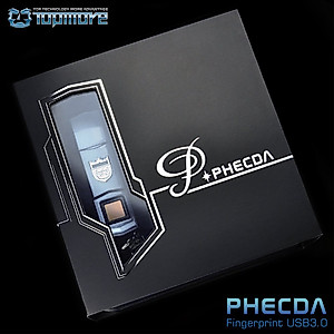TOPMORE Phecda Fingerprint Recognition USB3.0 Flash Drive Fingerprint ID Security Flash Disk Biometric Fingerprint Reader Memory Stick (64GB, Blue & Silver)