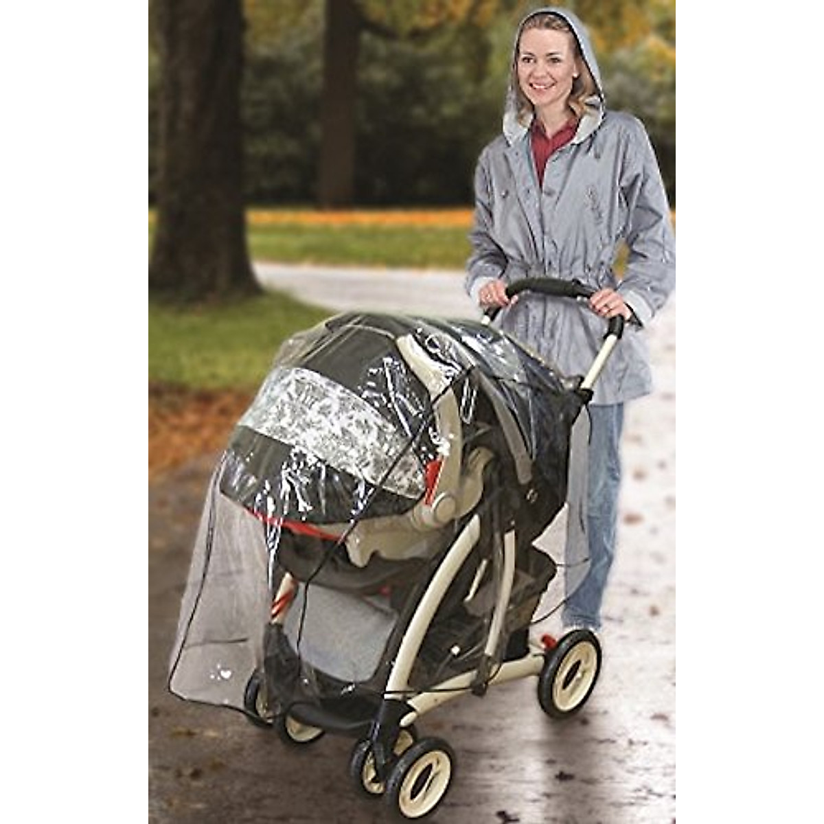 Jeep Travel System Weather Shield, Baby Rain Cover, Universal Size to fit most Travel Systems, Waterproof, Windproof, Ventilation, Protection, Shade, Umbrella, Pram, Vinyl, Clear, Plastic