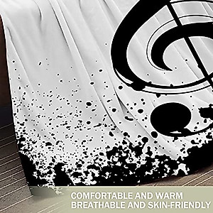 Music Note Throw Blanket, Super Soft Comfortable Bed Blanket, Luxury Fuzzy Cozy Warm Blanket for Sofa Couch Bed (Black White, Throw 50" x 60")