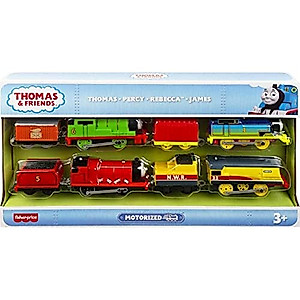 Thomas & Friends Thomas, Percy, James & Rebecca Train Engine Set - Set of 4 Motorized Toy Train Engines for Preschool Kids Ages 3 Years & Older