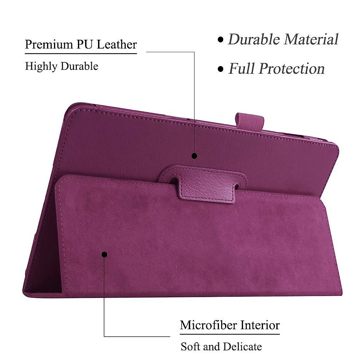 Case for Galaxy Tab A 8.0 2017 Model SM-T380, EKVINOR PU Leather Folio Case Stand Cover for Samsung Galaxy Tab A 8.0 Inch 2017 Release (SM-T380/SM-T385) - Purple