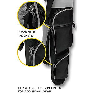 CaddyDaddy Golf Ranger Carry Sunday Range Travel Bag, Black/Silver