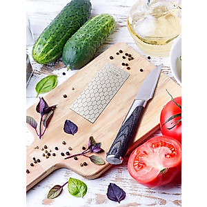 2PCS Diamond Sharpening Stone, Kalolary Knife Sharpener Stone Whetstone Honeycomb Surface Diamond Sharpener Plate with Non-slip Base for Pocket Knives Scissors, Outdoor Kitchen Tools (400/1000 Grit)